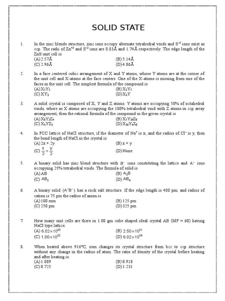 Solid State | PDF | Crystalline Solids | Chemistry