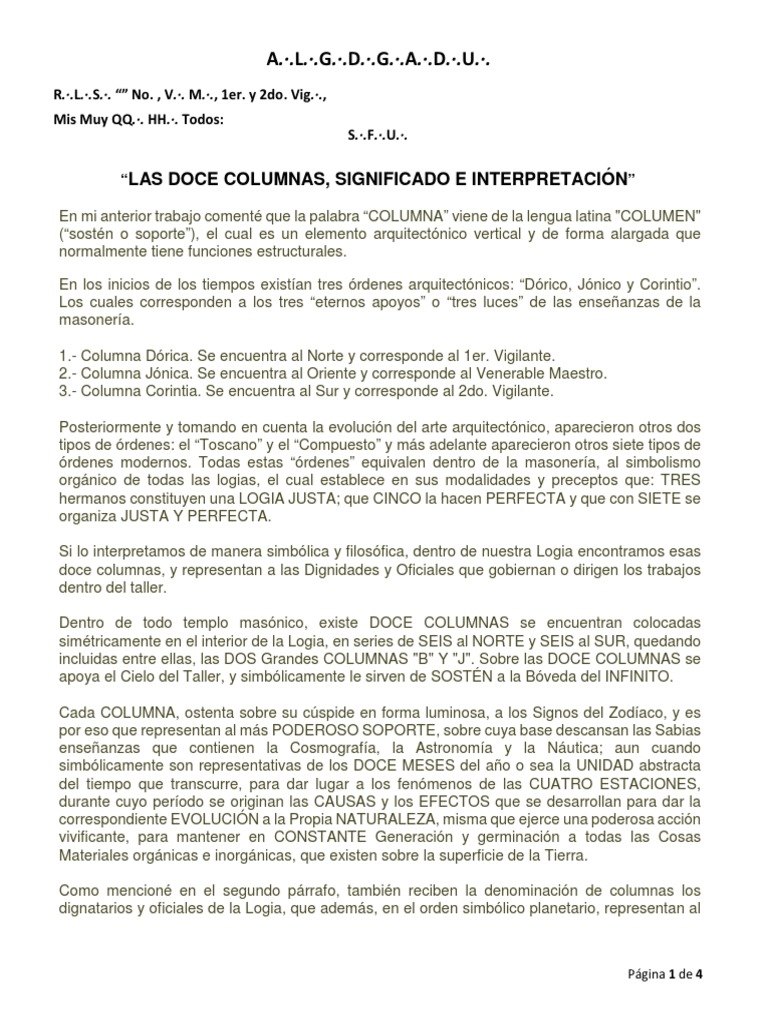 Las Doce Columnas Significado e Interpretación | PDF | Planetas | Masonería