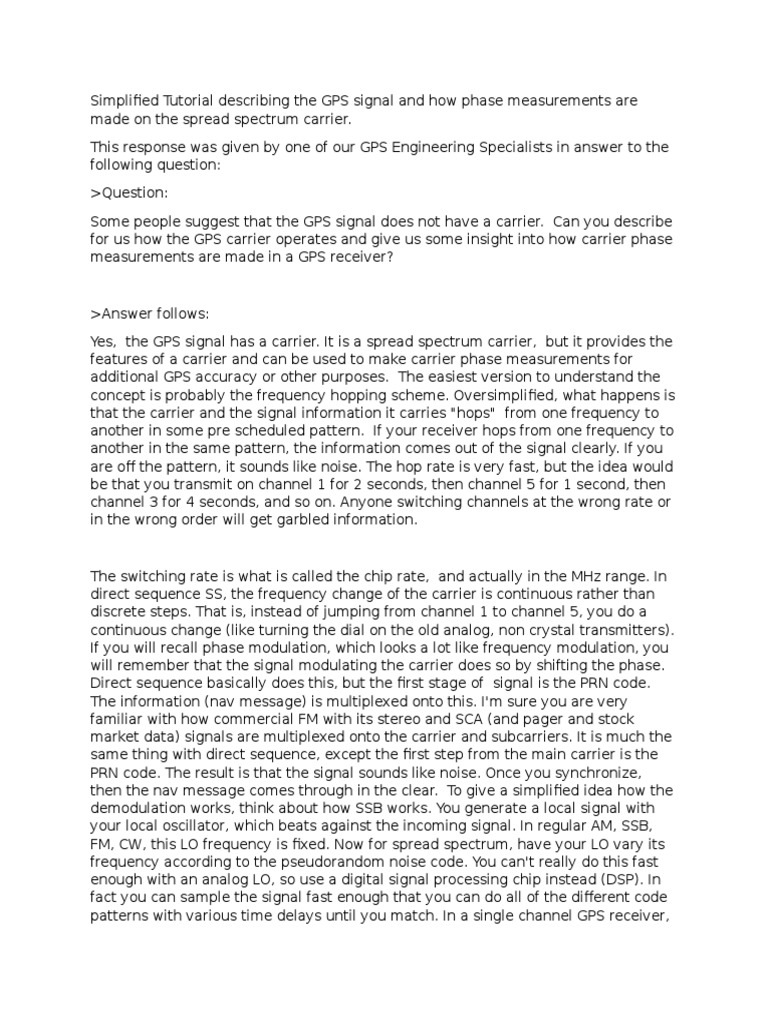 Gps Spread Spectrum | PDF | Modulation | Global Positioning System