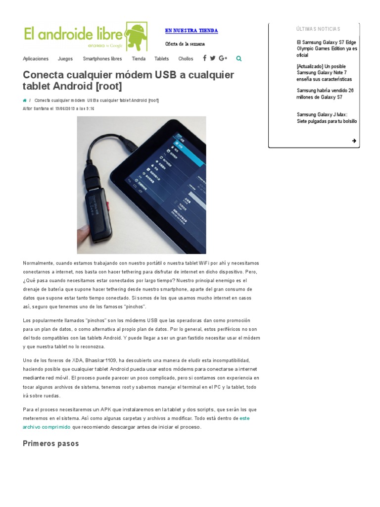 Conecta Cualquier Módem USB A Cualquier Tablet Android (Root) - El ...