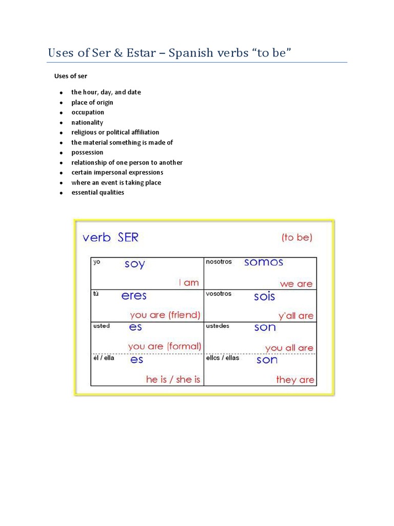 Uses of Ser & Estar | PDF | Foreign Language Studies | Wellness