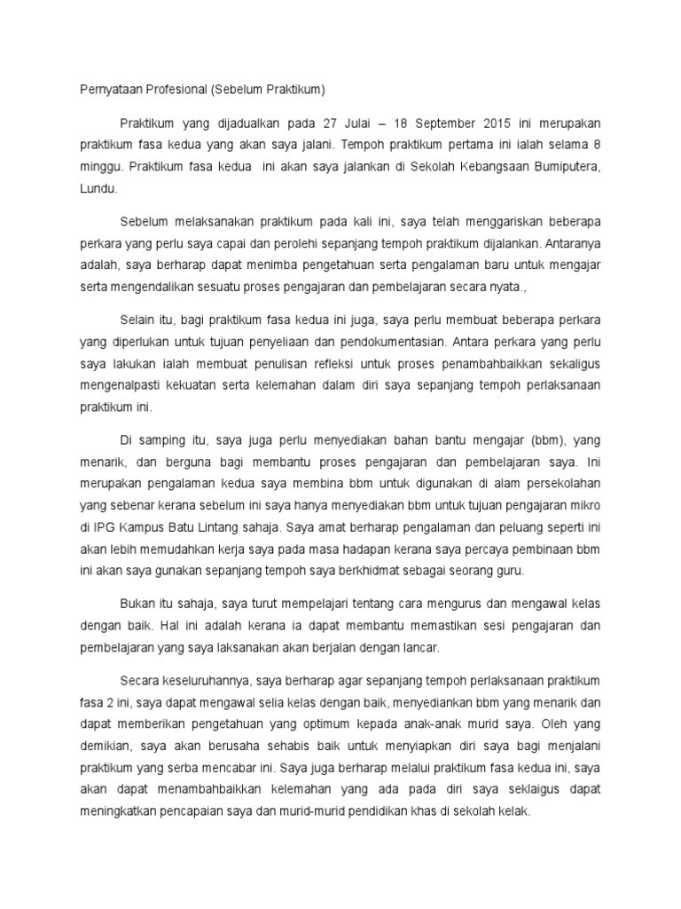 Pernyataan Profesional Praktikum Fasa 2 | PDF