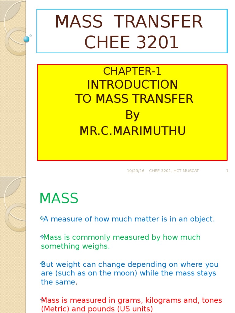 Introduction to Mass Transfer Concepts | PDF | Diffusion | Viscosity