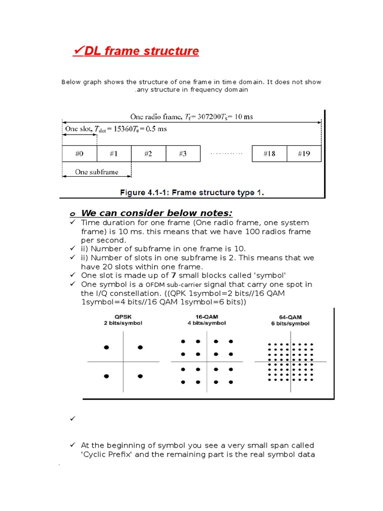 DL Frame Structure: o We Can Consider Below Notes | PDF | Orthogonal ...