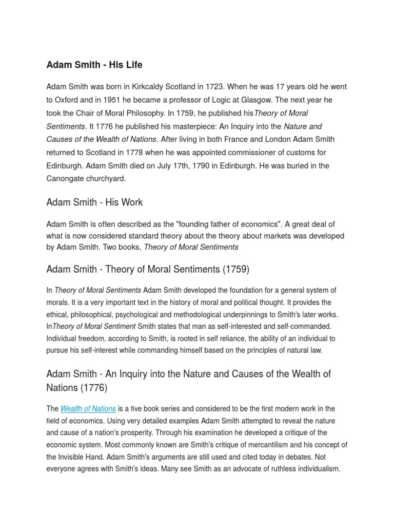 Biography Adam Smith | PDF