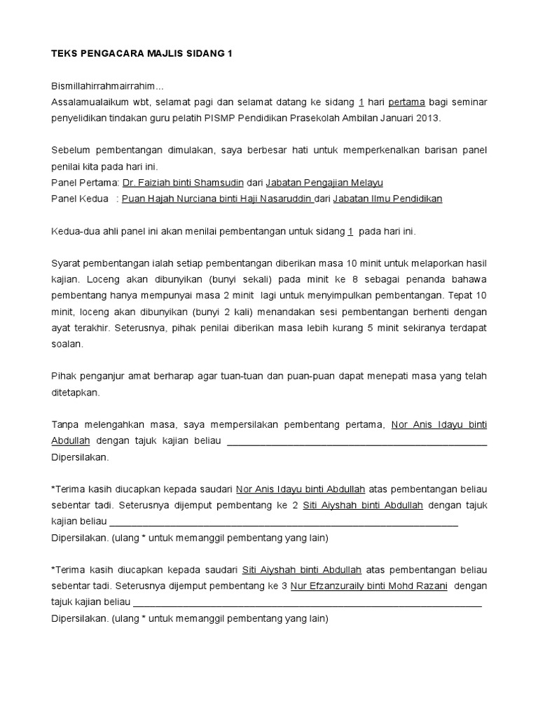 Skrip MC Sidang | PDF
