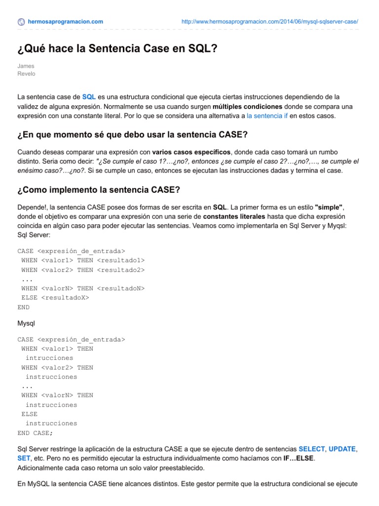 Uso de la Sentencia CASE en SQL | PDF | Servidor SQL de Microsoft | SQL