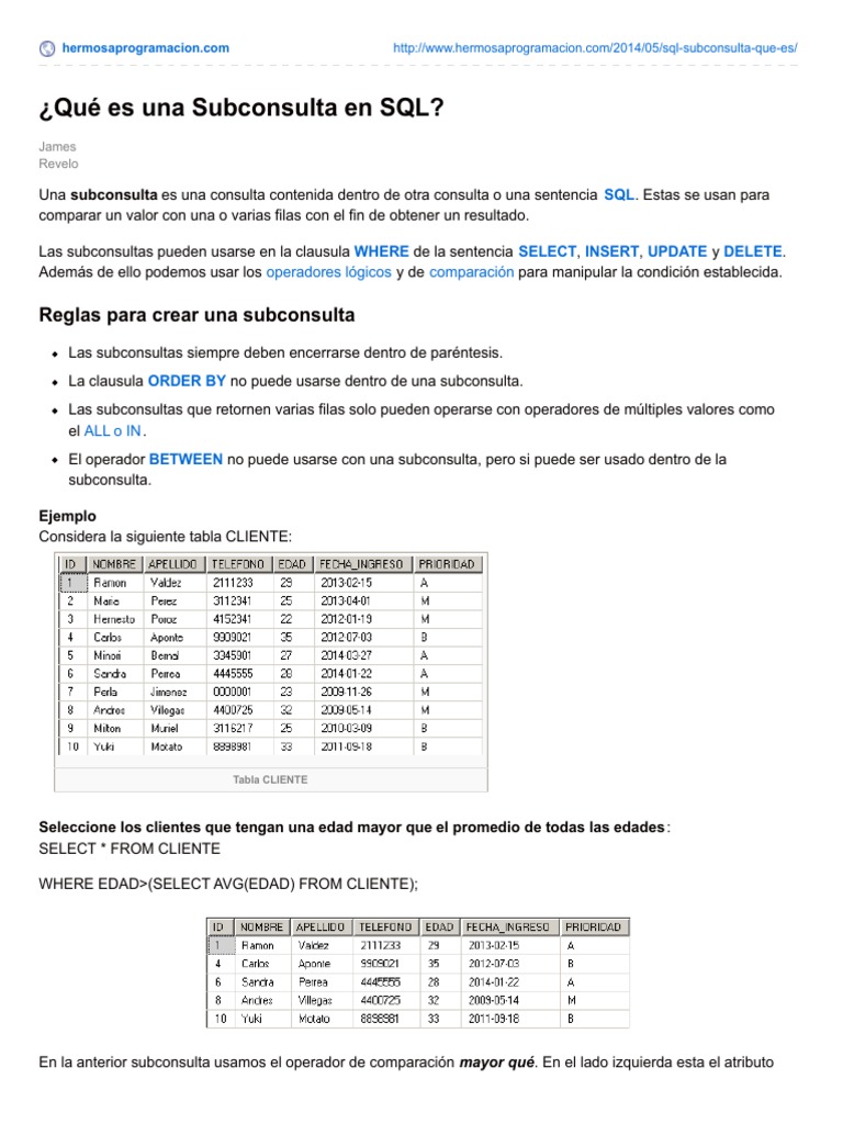 SUBCONSULTAS - Qué Es Una Subconsulta en SQL PDF | PDF | Informática