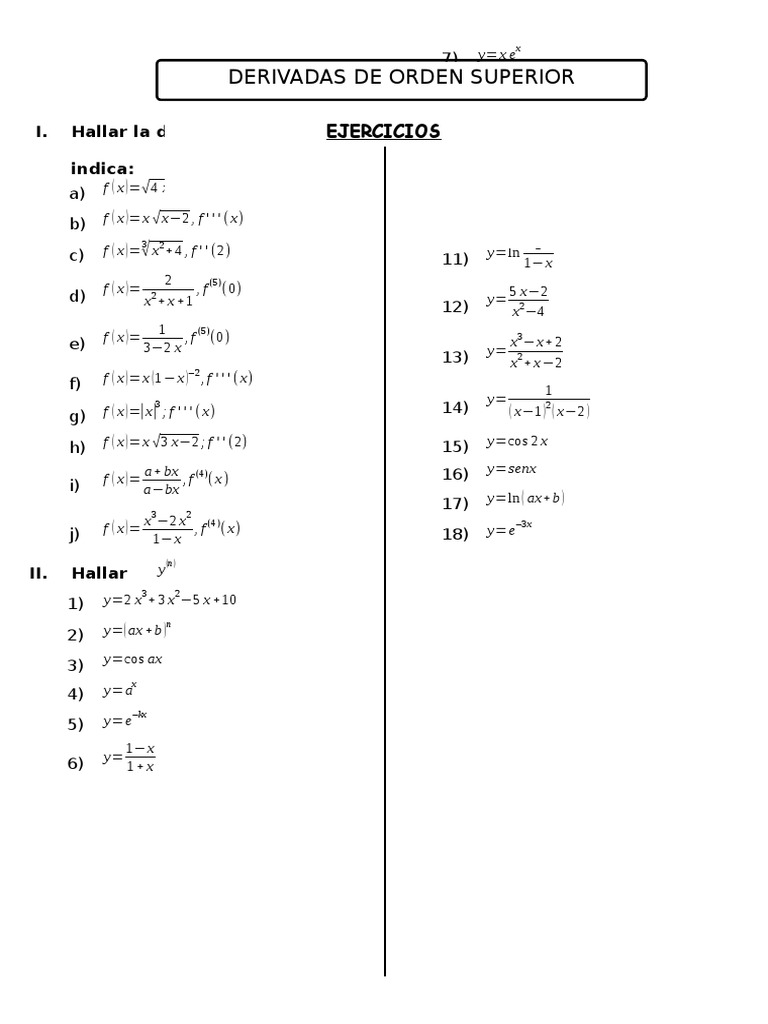 Derivadas de Orden Superior | PDF