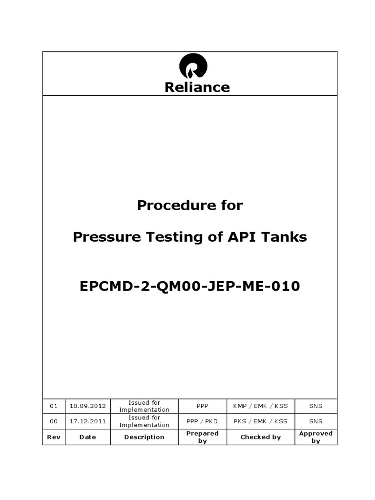 Pressure Testing of API Tanks | PDF | Leak | Vacuum