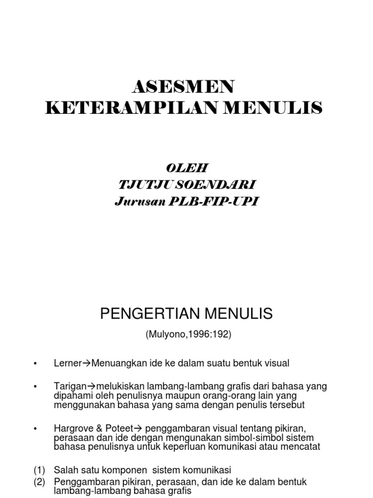 Menulis (Asesmen) .PPT (Compatibility Mode) | PDF