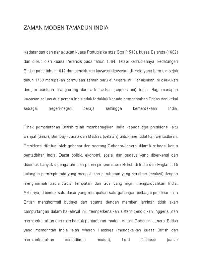 Zaman Moden Tamadun India | PDF