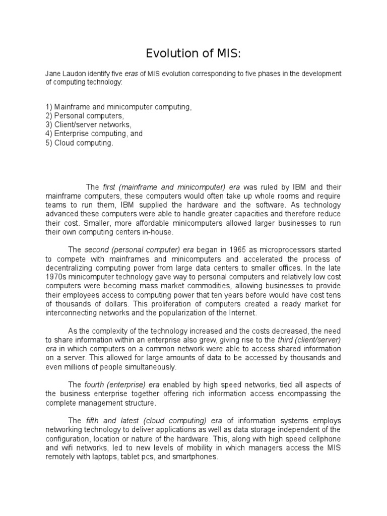 Evolution of MIS | PDF