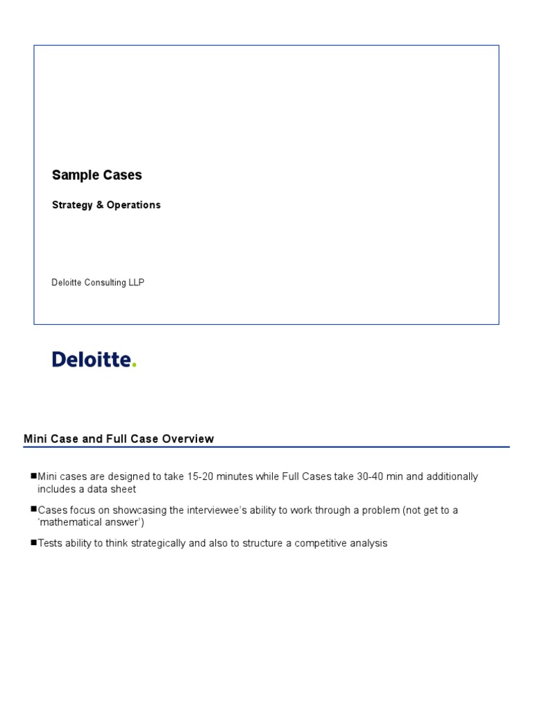 Deloitte - Sample Cases 20141210 - v2 | PDF | Mergers And Acquisitions ...