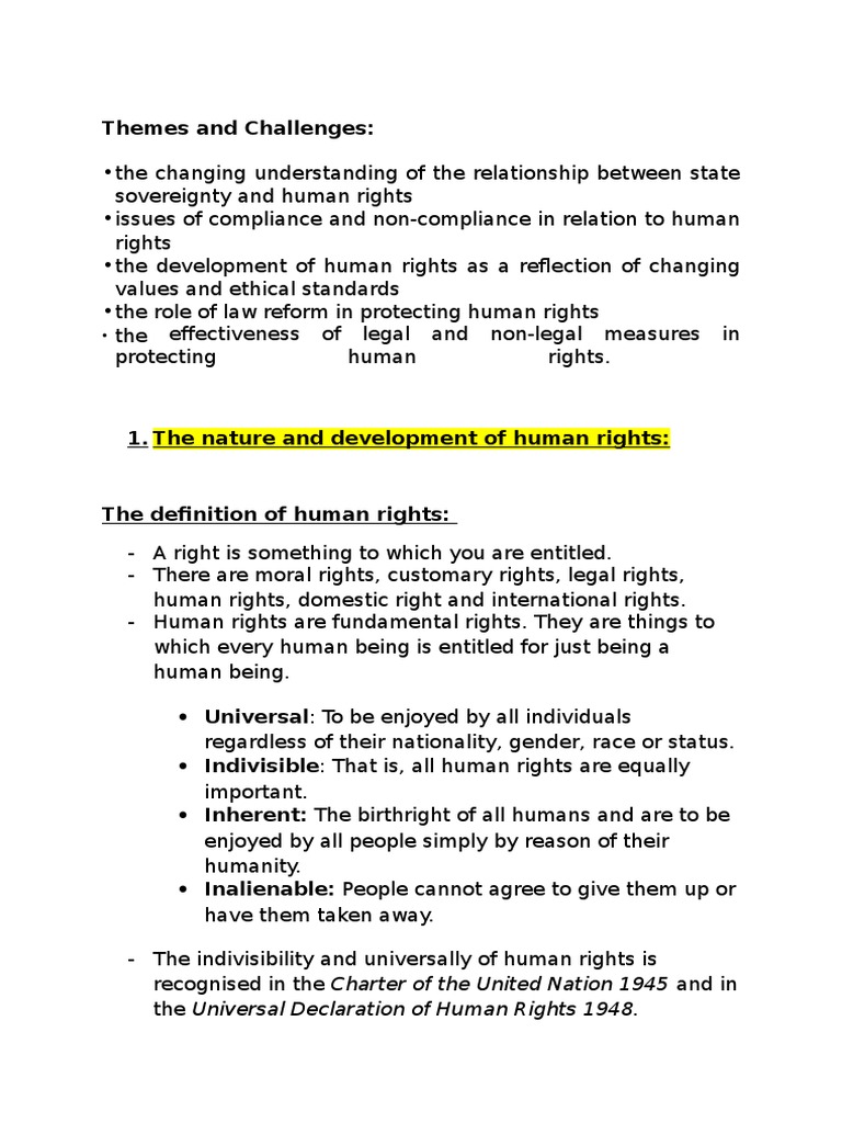 Detailed HSC Human Rights Notes | PDF | Natural And Legal Rights ...