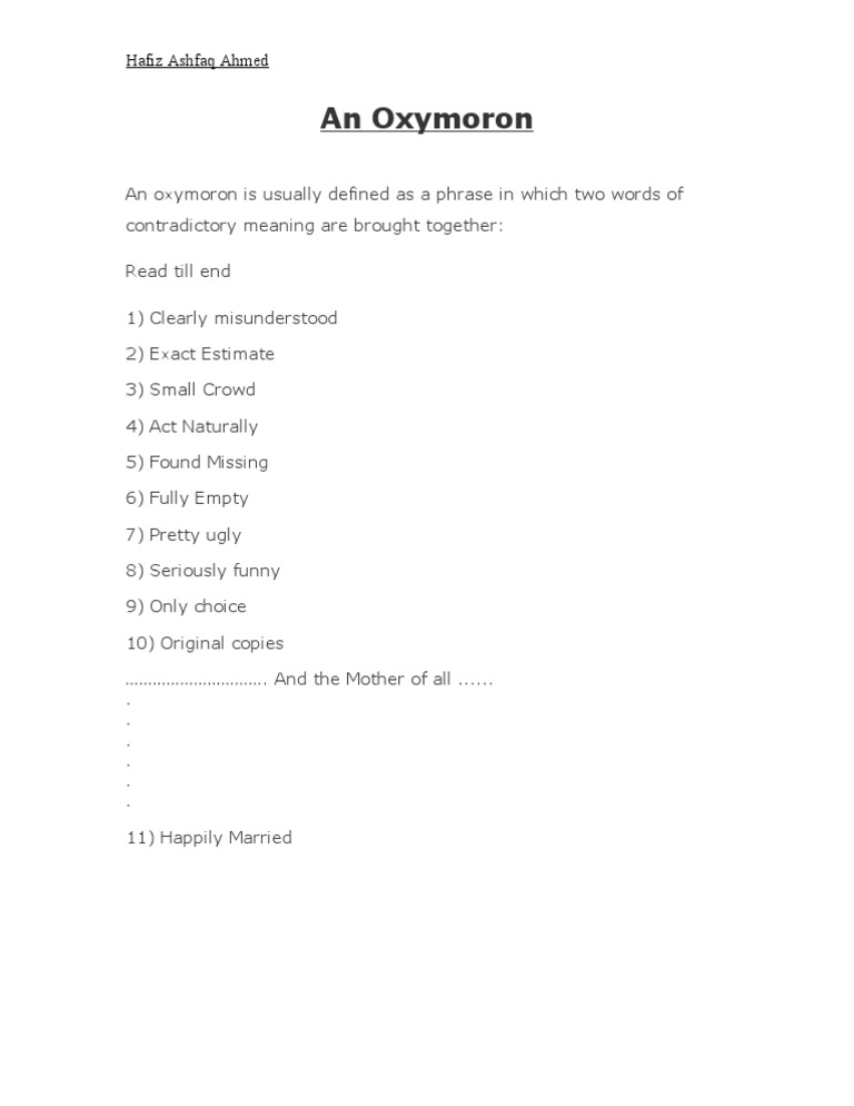 Understanding Oxymorons with Examples | PDF