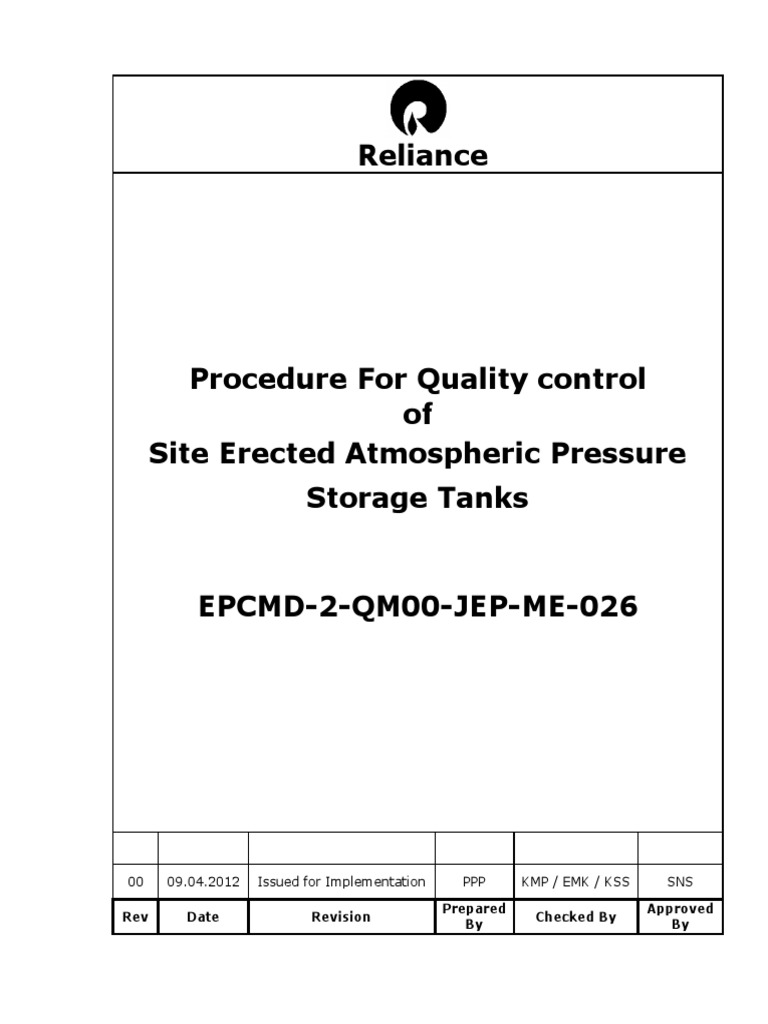 Site Erected Atmospheric Pressure Storage Tank | PDF | Deck (Ship ...