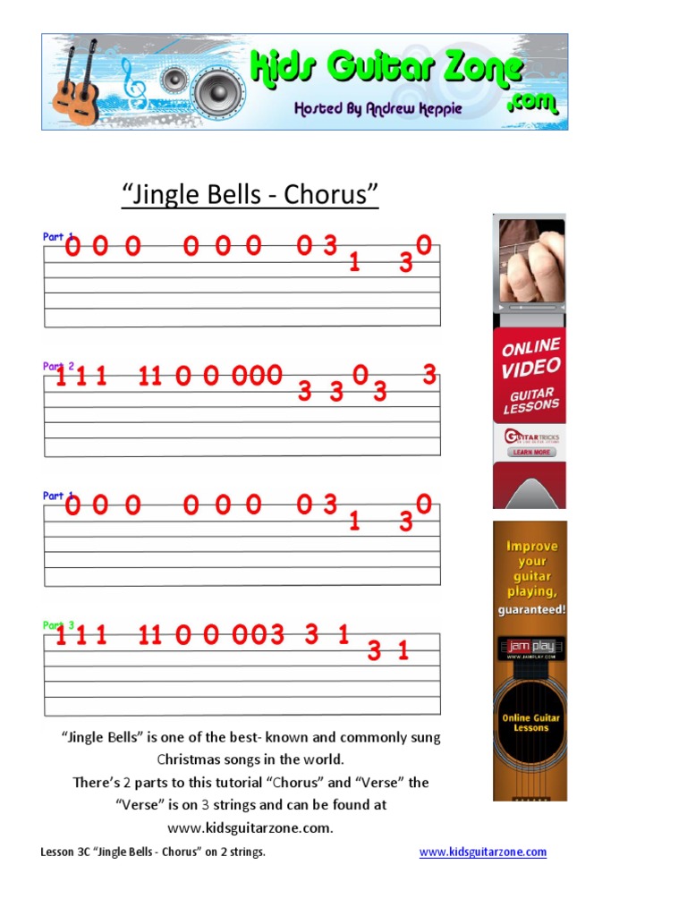 Jingle Bells Chorus Guitar Lesson | PDF