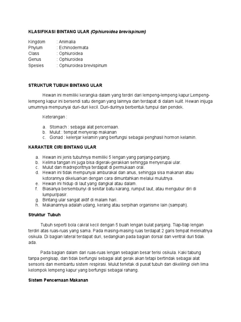 Klasifikasi Bintang Ular | PDF