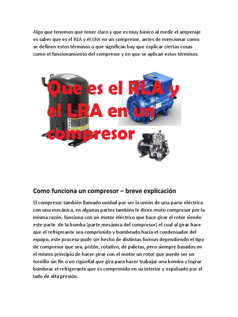 El RLA y El LRA en Un Compresor | PDF | Compresor de gas | Bomba