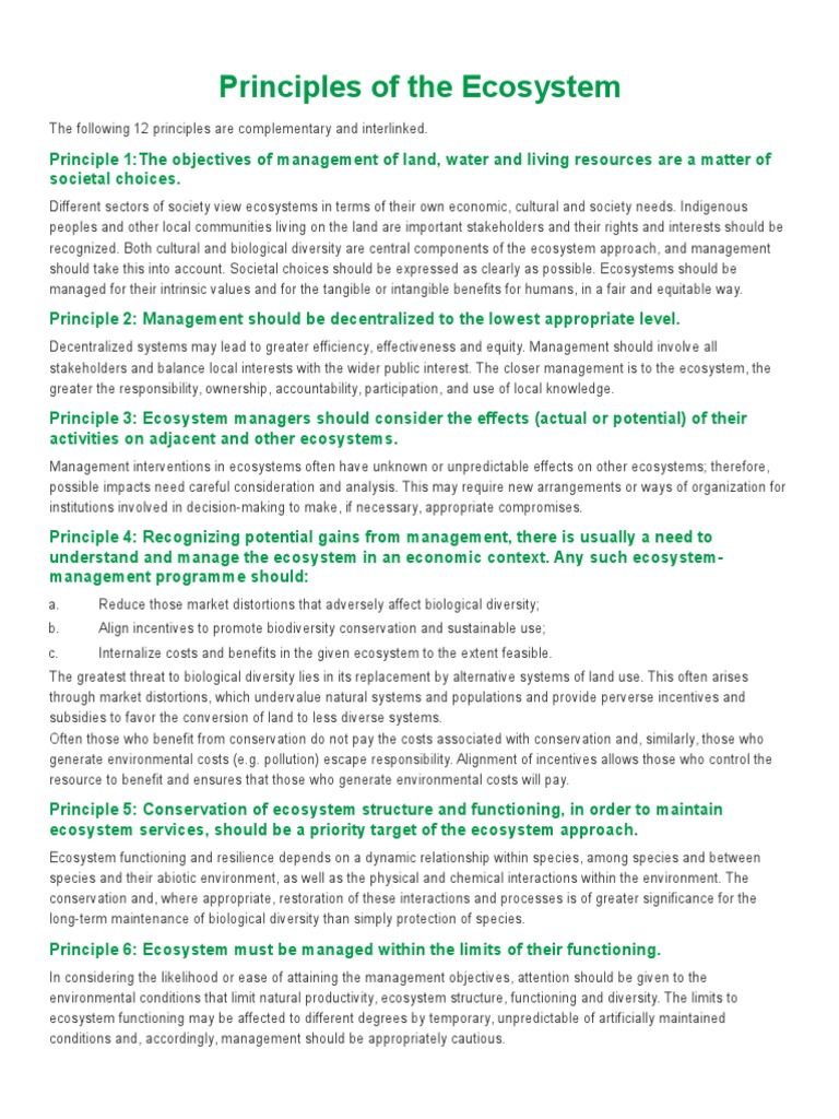 Key Principles of Ecosystem Management | PDF | Ecosystem | Conservation ...