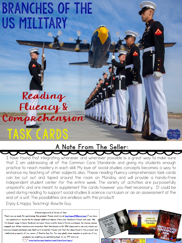 Military Branches Reading Task Cards | PDF | Recruit Training | United ...