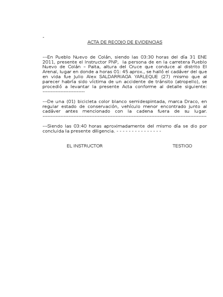 Acta de Recojo de Evidencias | PDF