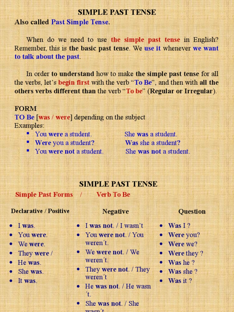 The Simple Past Tense | PDF | Grammatical Tense | Grammar