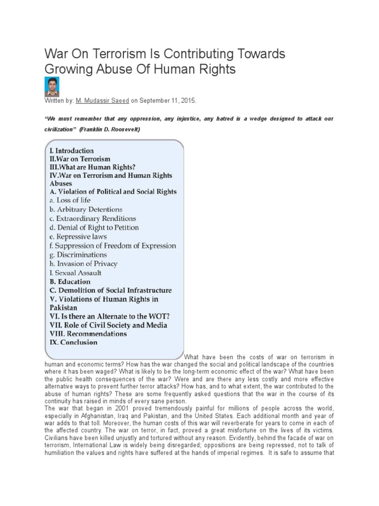 War On Terrorism Is Contributing Towards Growing Abuse of Human Rights ...