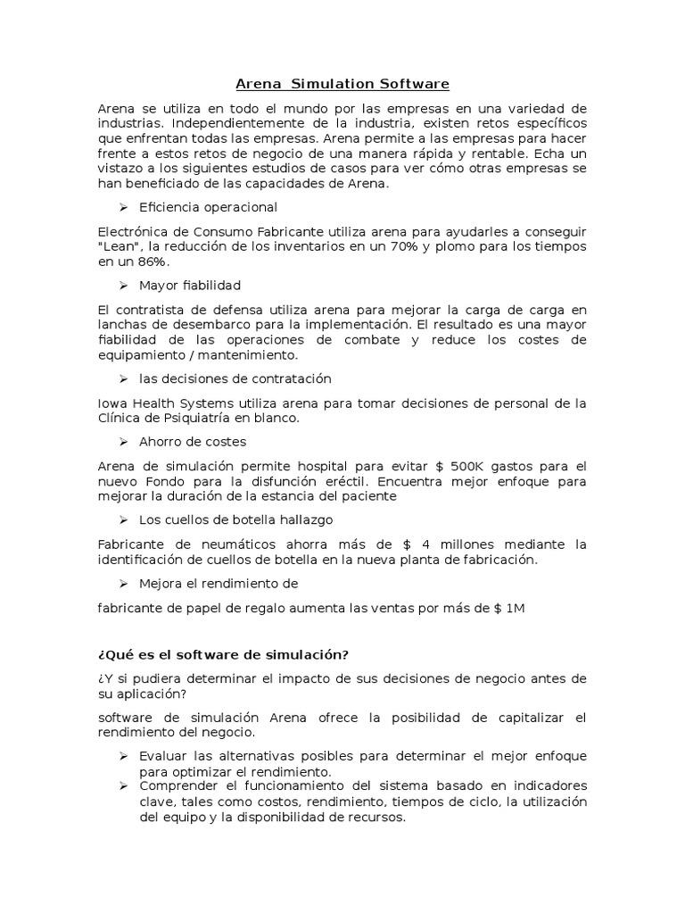 Arena Simulation Software Pdf Simulación Software