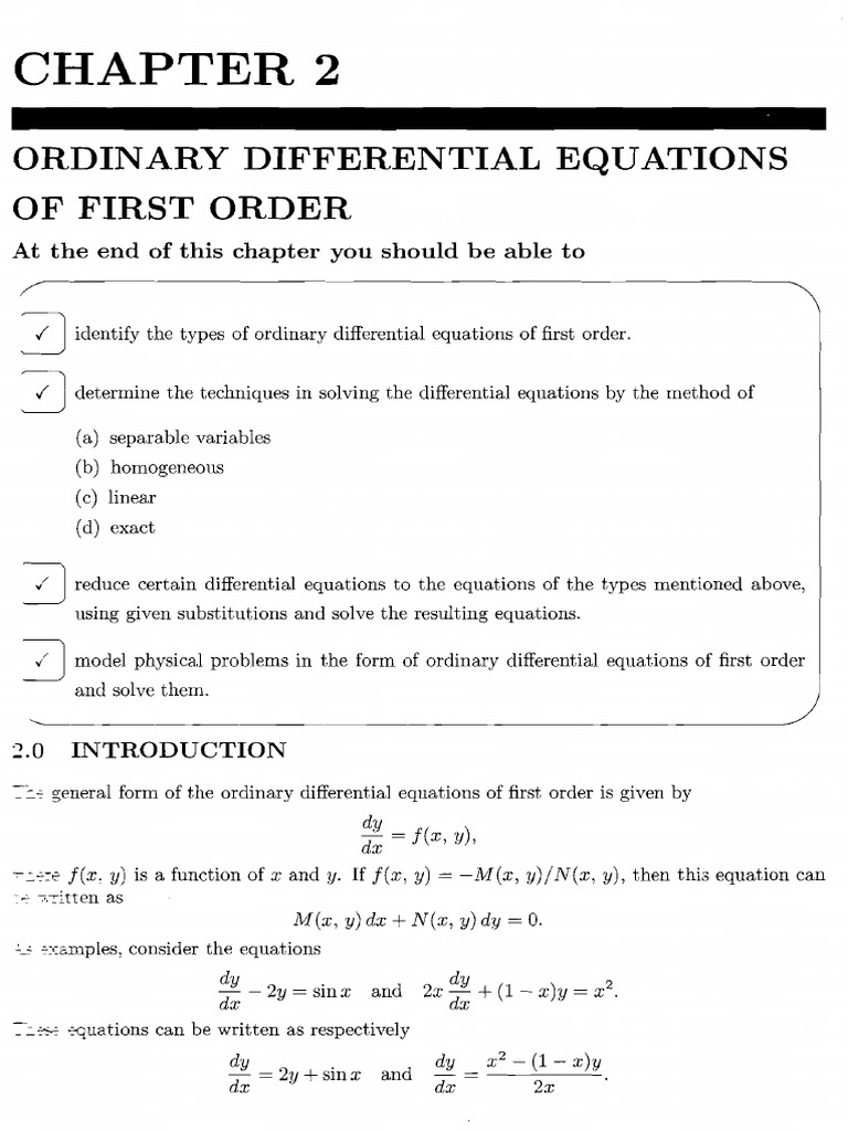 Chap 2 | PDF | Ordinary Differential Equation | Equations