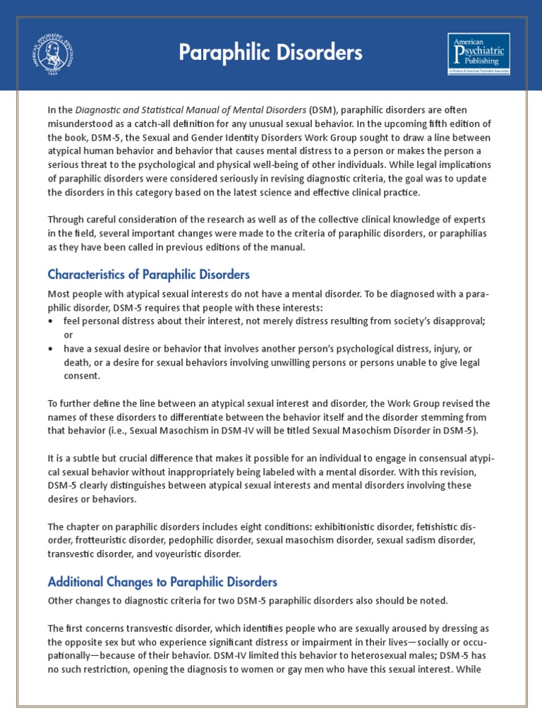 Paraphilic Disorders Fact Sheet PDF | PDF | Dsm 5 | Mental Disorder