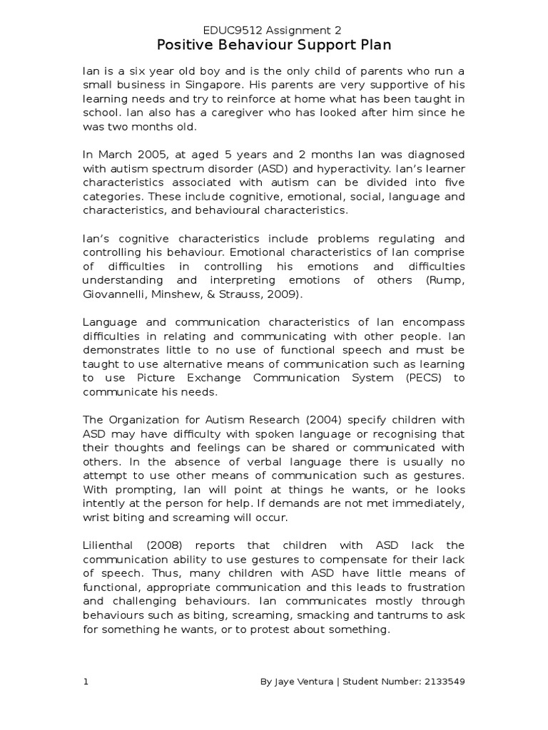 4 3 Assignment 2 Pbs Plan | PDF | Reinforcement | Autism Spectrum