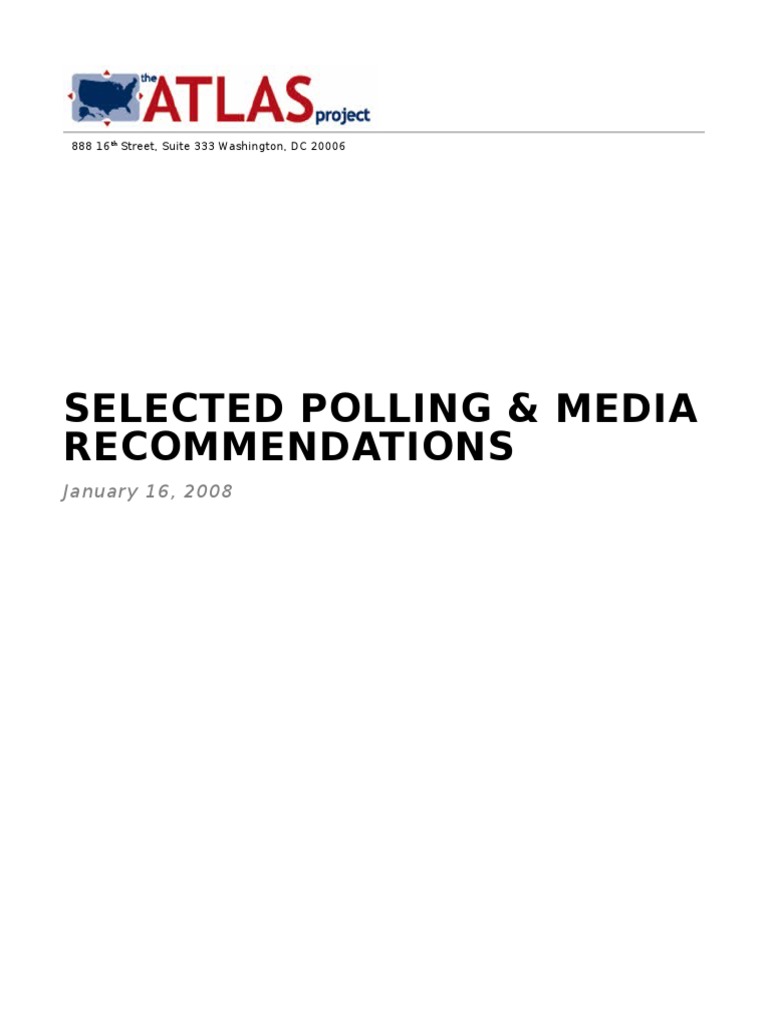 Polling Research Memo For C4 011708 | PDF | Law