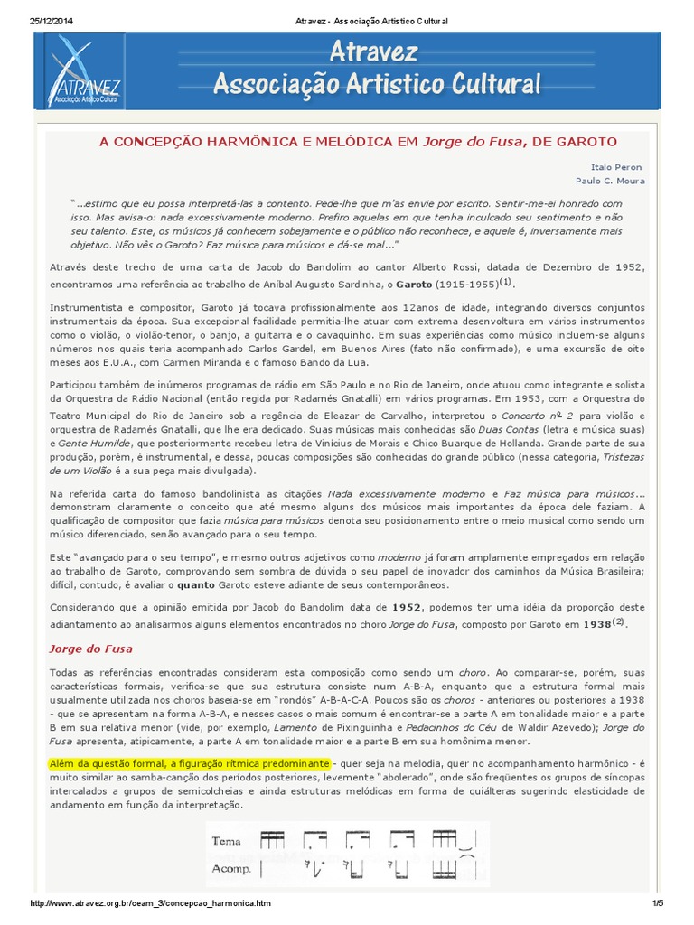 Jorge Do Fusa - Análise | PDF | Acorde (música) | Harmonia