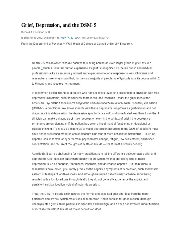 Grief, Depression, And the DSM-5 | Major Depressive Disorder | Grief