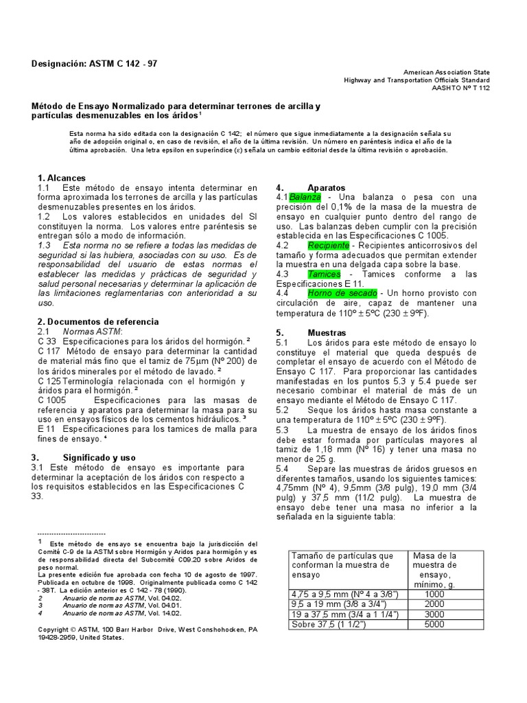 ASTM C142-97 | Hormigón | Science