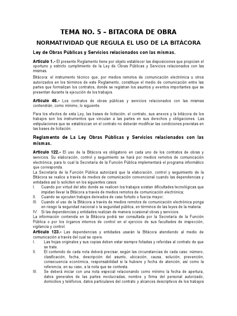 Bitácora de Obra | PDF | Blog | Regulación