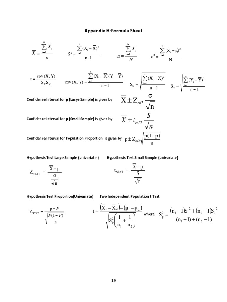 Formula Sheet | PDF