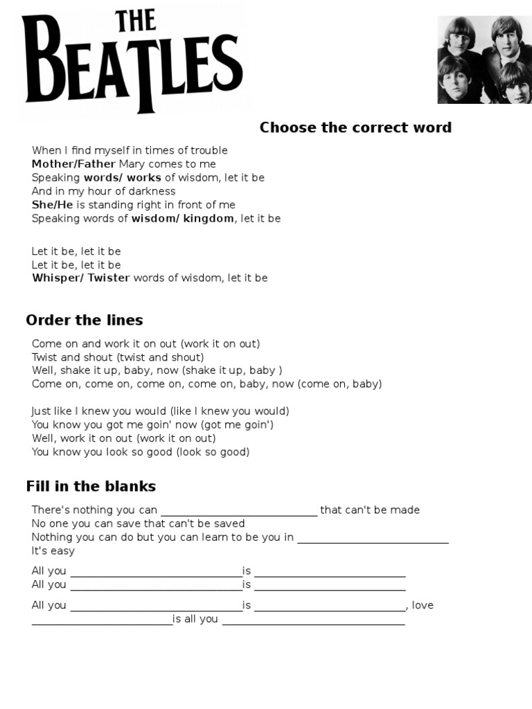 Beatles - Listening Comprehension | PDF
