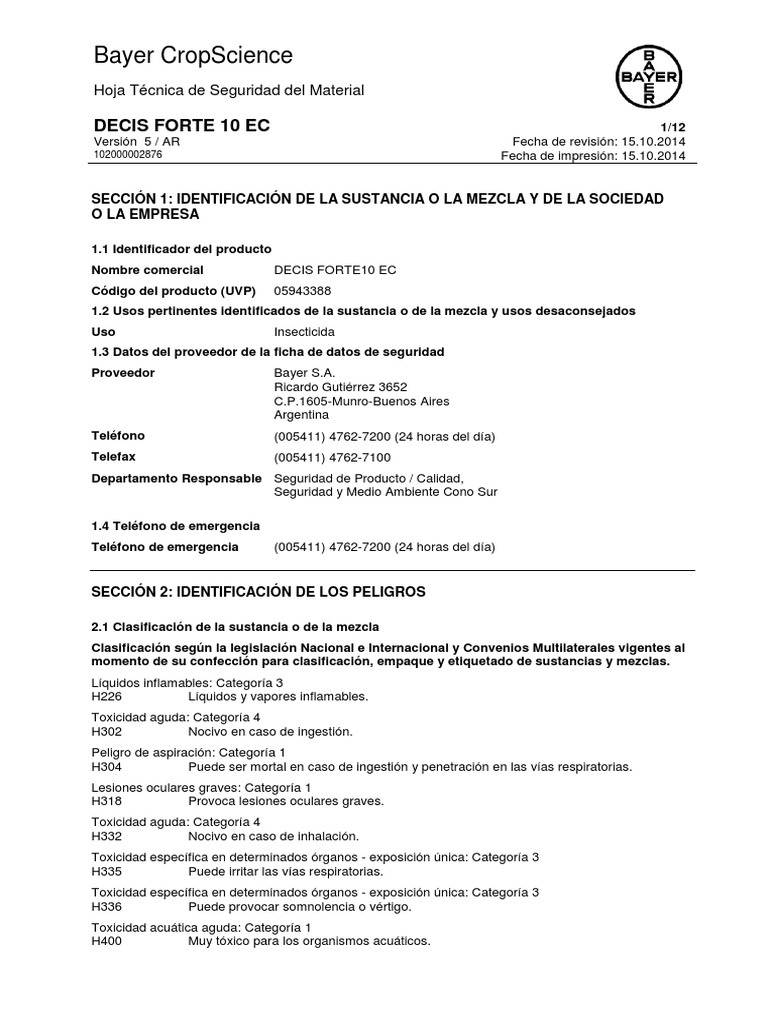 Seguridad de DECIS FORTE 10 EC | PDF | Vómitos | Toxicidad
