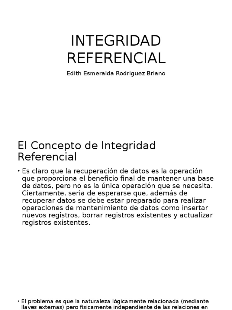 Integridad Referencial | PDF | SQL | Base de datos relacional