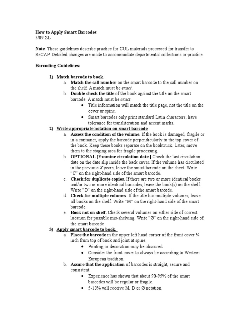 Smart Barcode - Instructions | PDF