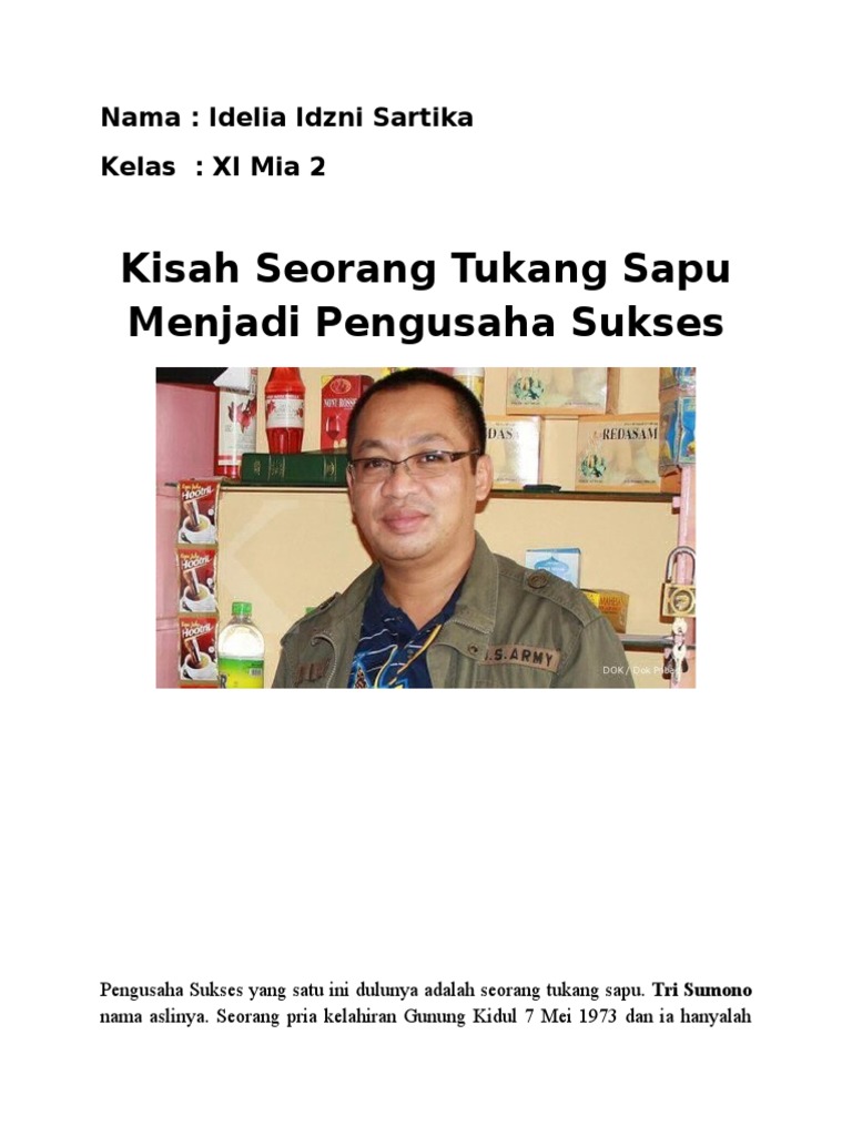 Kisah Sukses Tri Sumono dari Tukang Sapu | PDF | Hukum
