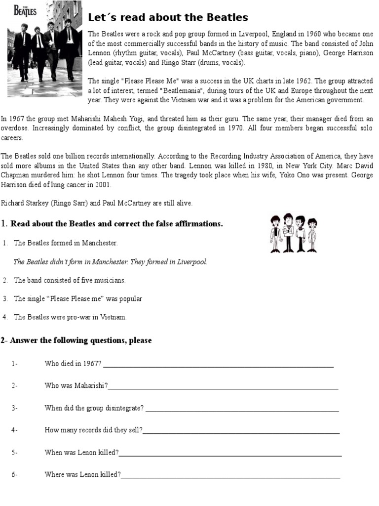 Beatles - Reading Comprehension | PDF