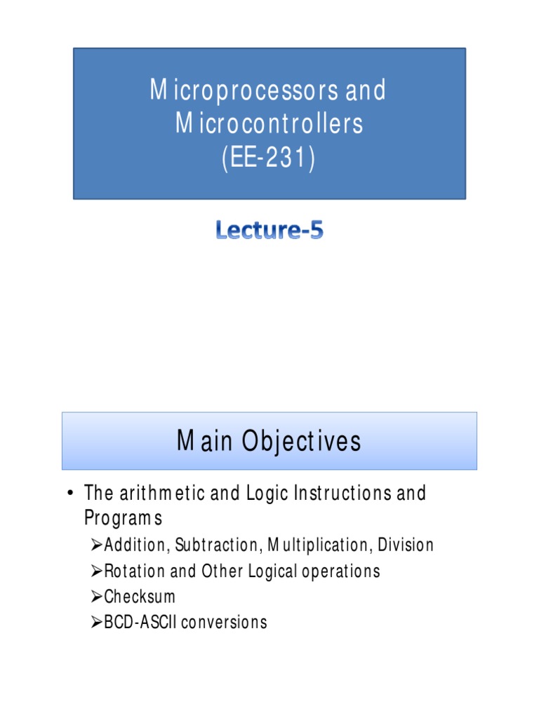 Lecture-5 (Microprocessors and Microcontrollers) | PDF | Binary Coded Decimal | Mathematical ...