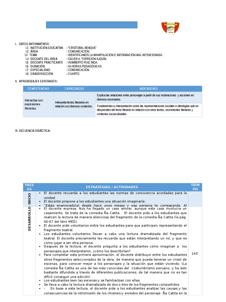 Sesión de Aprendizaje #14 Cuarto | Descargar gratis PDF | Maestros | Aprendizaje