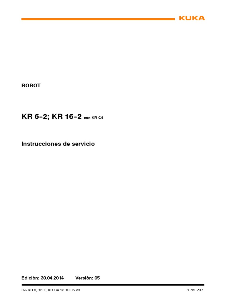 Manual de Instrucciones de Robots Kuka KR 6 16 KR C4 Es MANTENIMIENTO ...