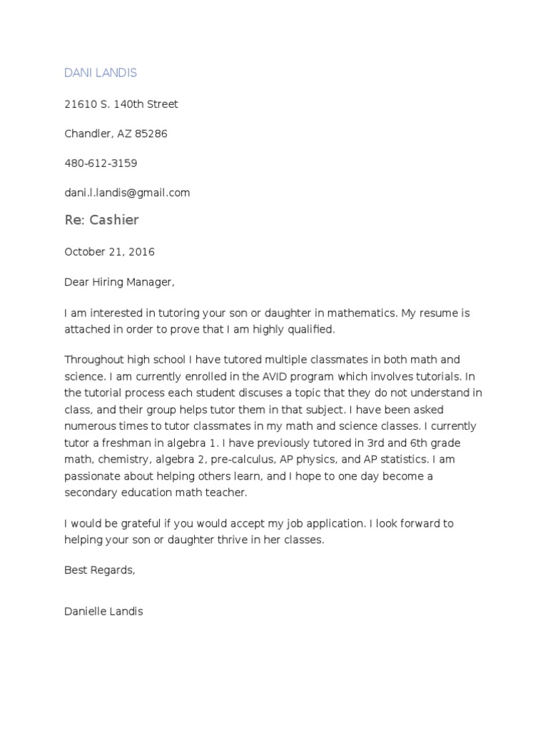 Cover Letter | PDF | Teaching Mathematics | Learning