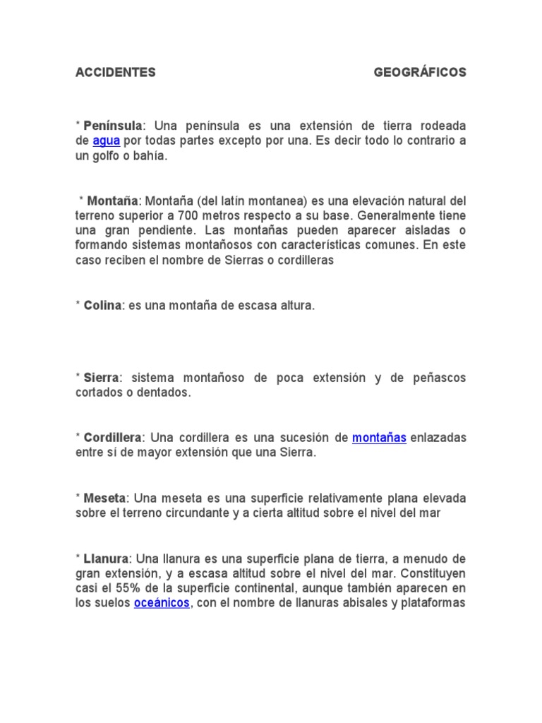 Principales Accidentes Geográficos | PDF | Río | Océanos